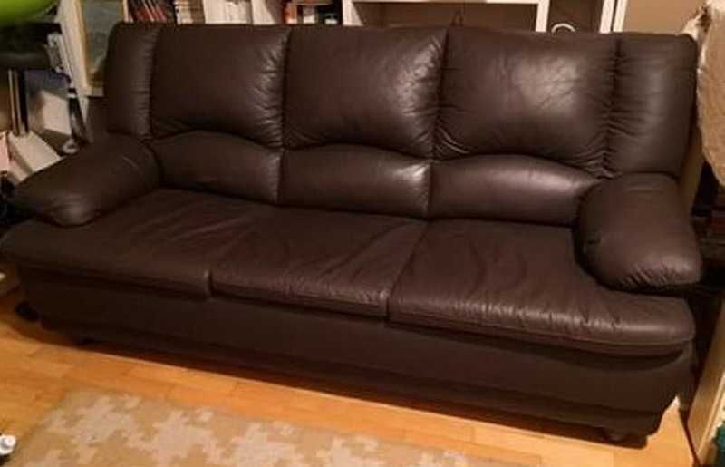 Canapea piele naturala Mobexpert, 3 loc, extensibila, stare excelenta ...