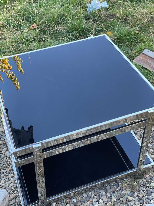 Masa cafea Design /sticla neagra /Tempered Glass/ Inox Iasi • OLX.ro