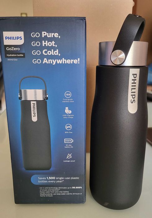 Намалена-Бутилка Philips Go Zero, UV-C Led технология за пречистване гр ...