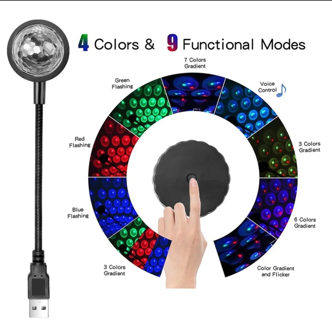 Led прожектор за автомобил звездно небе цветомузика Usb Rgb ламп