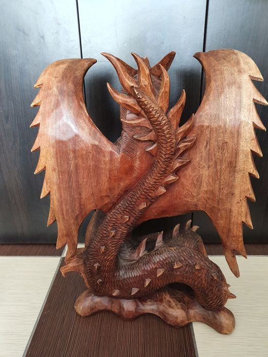 Statueta dragon scluptata din lemn masiv de suar Indonezia Bucuresti ...