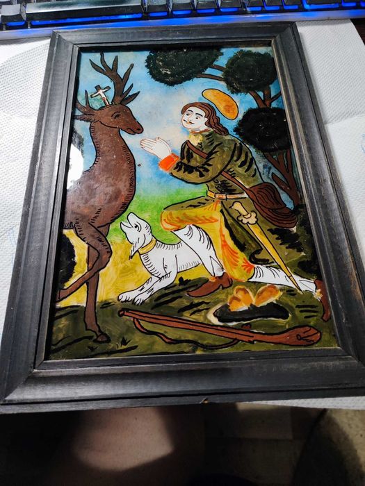 Icoana vintage cu Sfantul Hubertus Stefanesti • OLX.ro