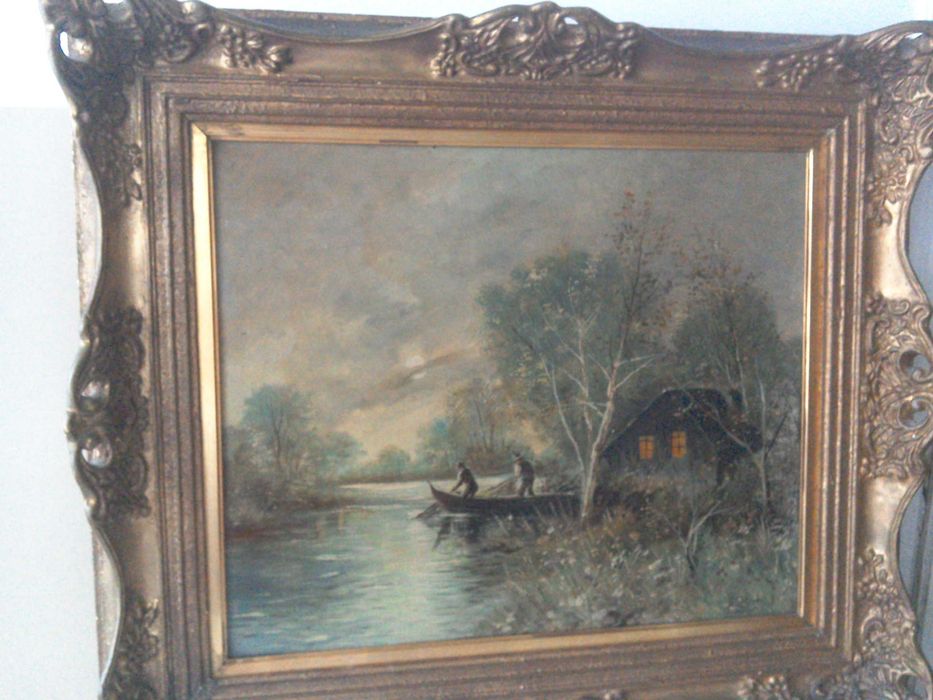 Tablou vechi, pictură flamandă, semnat B. Latner în ramă de epocă, U/C ...