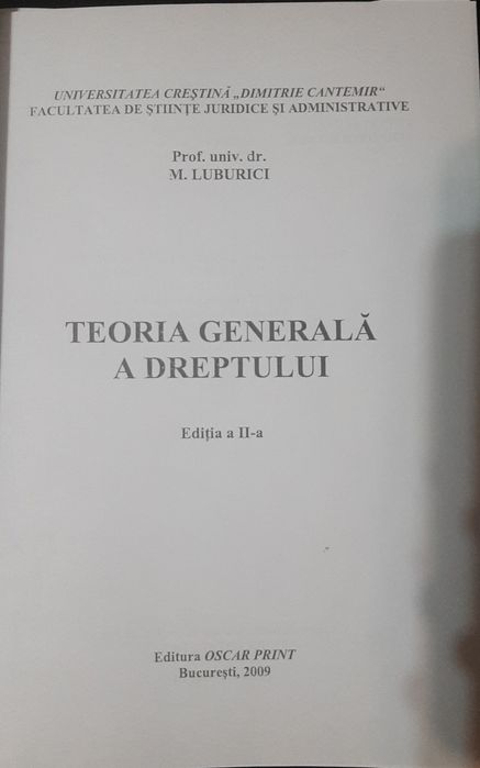 Carte Teoria generala a dreptului - Momcilo Luburici Bucuresti Sectorul 4 • OLX.ro