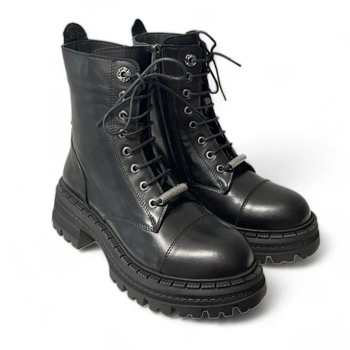 Модерни дамски боти тип кубинки от черна естествена кожа. гр. София 7 ...