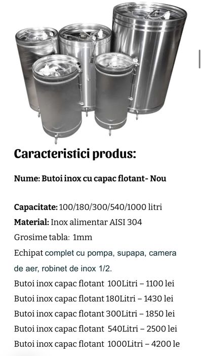 Butoi inox Butoaie bere 50 100 180 200 300 350 litri Galati • OLX.ro