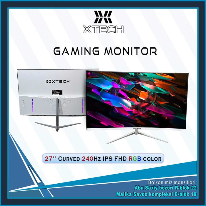 XTECH Monitor 27" IPS FHD RGB color (Curved): 85 у.е. - Мониторы Ташкент на Olx