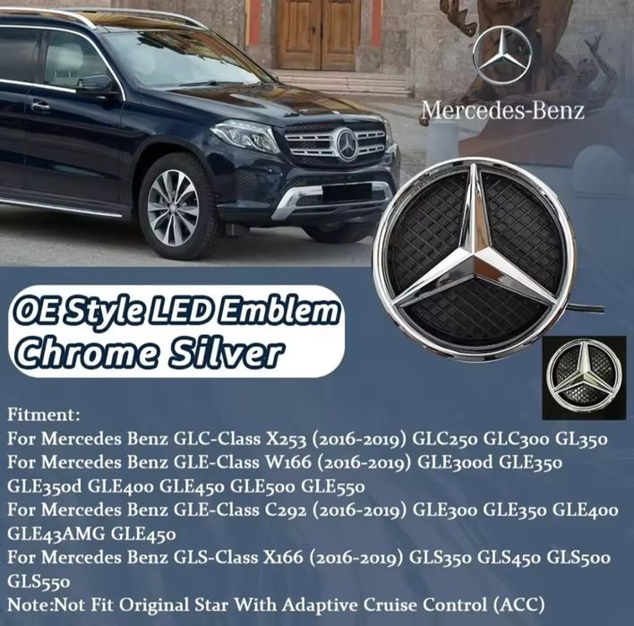 Emblema Logo Mercedes Luminata Luminoasa LED alb GLC GLE GLS Bucuresti ...