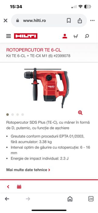 Rotopercutor Hilti TE 6 CL in cutie -Nou Bucuresti Sectorul 4 • OLX.ro