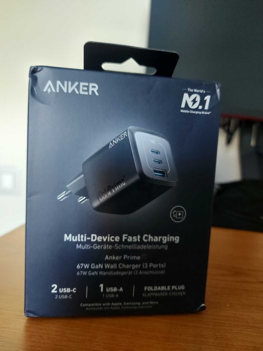 [Ново] Anker Prime 67W GaN Charger (3 порта) + 100W C/C кабел ПОДАРЪК гр. София Дианабад • OLX.bg