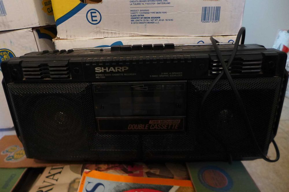 SHARP Stereo Radio Cassette Recorder WQ-T232 Dublucasetofon vintage ...