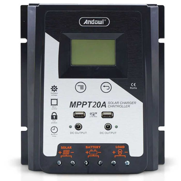 Controller tensiune panou solar 1224V, afisaj LCD, Incarcare: 20A ...
