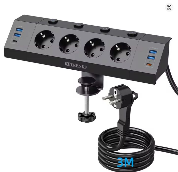 Prelungitor priza birou cu 4 prize 4 USB A și 2 USB C Bucuresti ...
