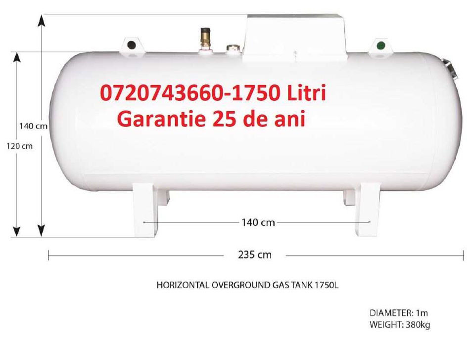 Butelie propan, rezervor GPL 1750 L nou, garantie 25 ani, montaj ...