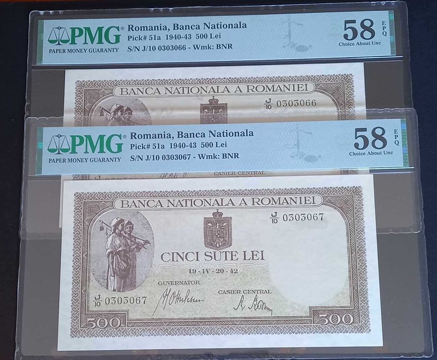 500 lei 1942 consecutive gradate PMG. Bragadiru • OLX.ro