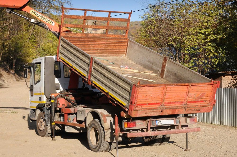 Camion Basculabil+Macara IVECO EuroCargo 100E18 2002 Palfinger PK7501 ...