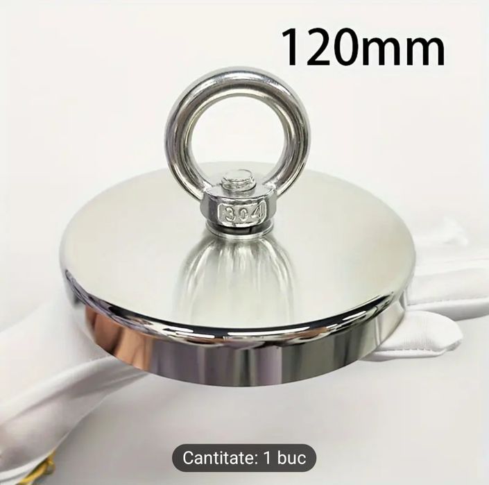Kit Magnet fishing neodim D120mm cu forta de 500kg Lunca Apei • OLX.ro