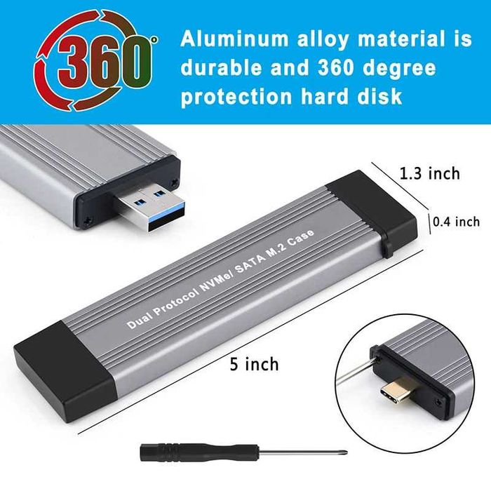 Adaptor SSD M.2 NGFF / NVMe la USB 3.0 si USB-C rack extern carcasa ...