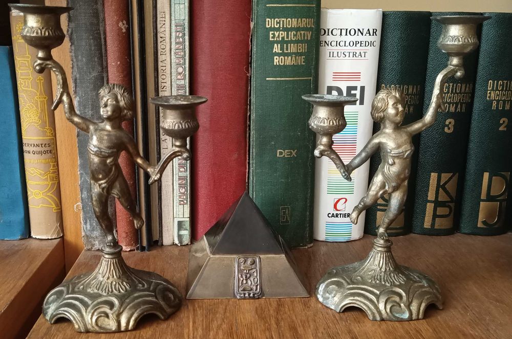 Sfesnice bronz stil Baroc- set 3 sfesnice si set 2 amorasi cu 2 brate ...