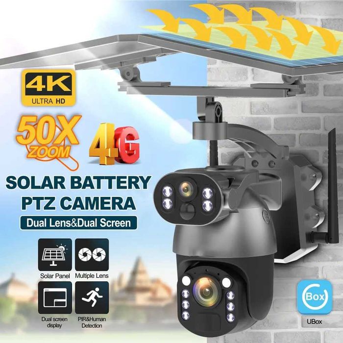 Camera de Supraveghere cu Panou Solar ,PTZ 4G, Q5M-Z, cu 50X Zoom ...