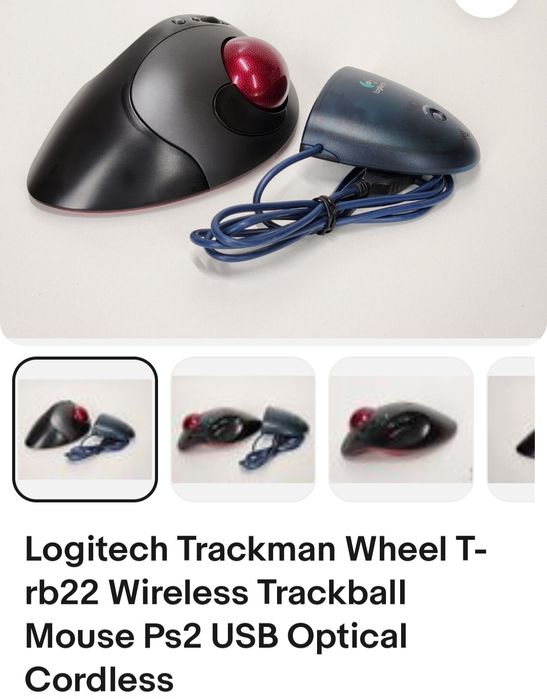 Vand Mouse T-RB22 Logitech Trackman Wheell Wireless Trackball Cordless ...