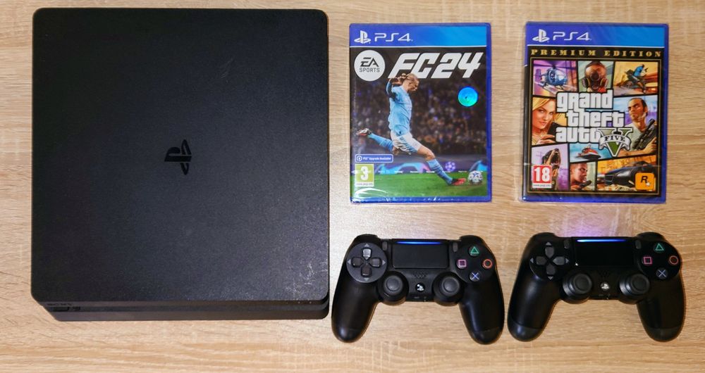[ PS4 + FC24 + GTA 5 > 1000GB PlayStation 4 Slim с 2 джойстика гр ...