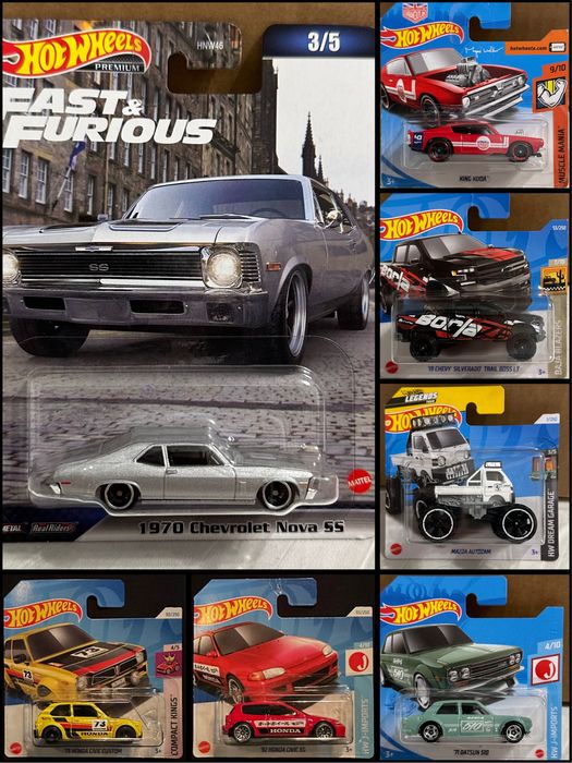 Hot Wheels 7 Machete (Chevy Nova,Datsun,Honda,Acura,Ford,Kuda,Mazda ...