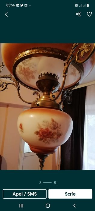 Lustra vintage cu sticla majolica pictata manual Ploiesti • OLX.ro