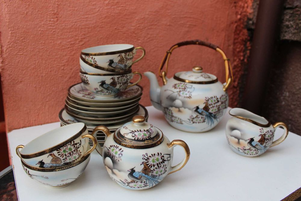 Set ceai/cafea, portelan JAPONIA, EGG Shell porcelain, lucrat manual ...