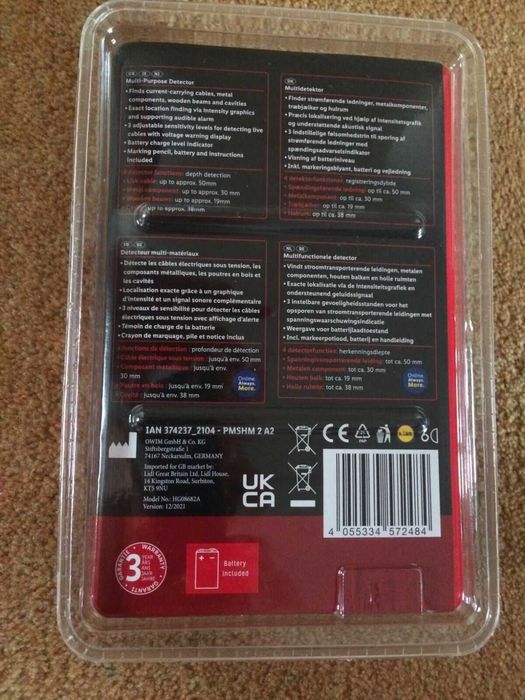 Detector multifuncțional cabluri, metale armaturi Parkside nou sigilat ...