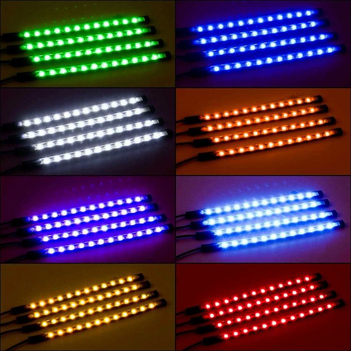 LUMINI AMBIENTALE auto banda LED RGB kit set ILUMINARE ambientala auto ...