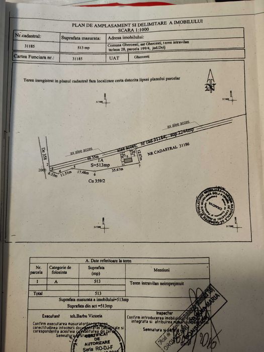 Teren intravilan Ghercesti 513mp ( deschidere la strada Primaverii ...