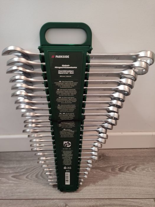 Parkside Set 25 chei fixe combinate inelare noi cu suport de perete ...