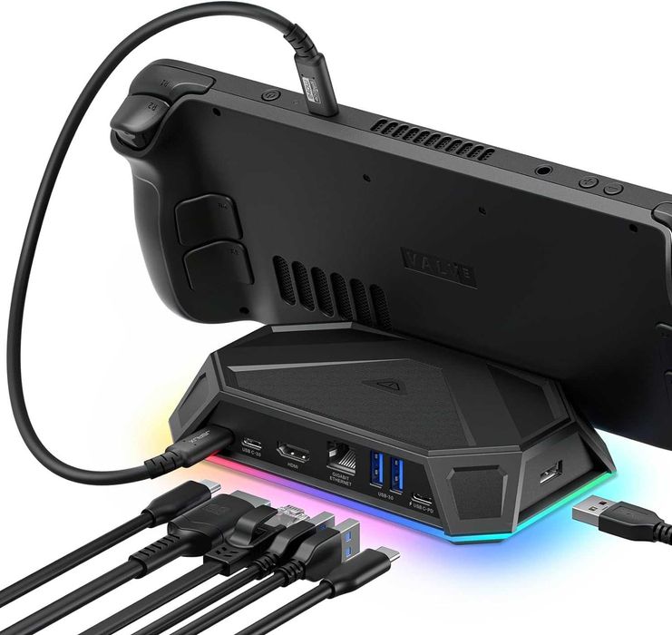Docking Station Adaptor Hub RGB Steam Deck (OLED)/ROG Ally/Legion Go ...