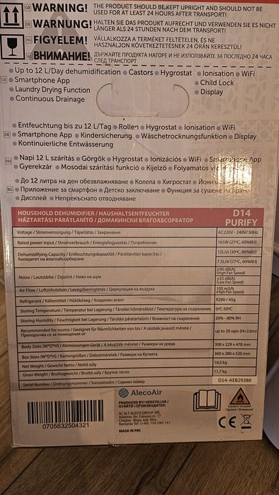 Dezumidificator si purificator de aer ALECOAIR D14 Purify, 12l/zi ...