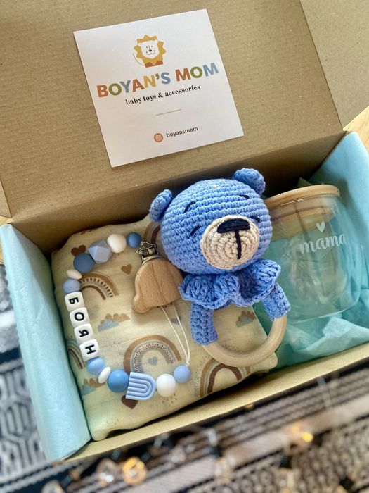 Щипка клипс държач за биберон погача на бебе подарък новородено гр ...