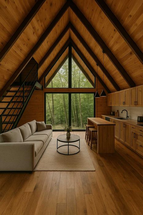 Cas a de tip A-Frame- structura de lemn sau structura metalica ...