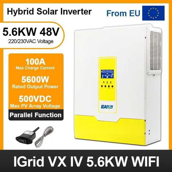 Соларен инвертор Hybrid Easun 5.6KW 100A MPPT 48V Parallel ON/OFF-Grid гр. Враца Складова база ...