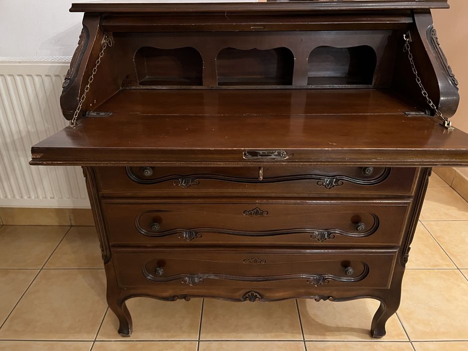 Superb scrin, comoda, secretaire, birou lemn masiv. Rosu • OLX.ro