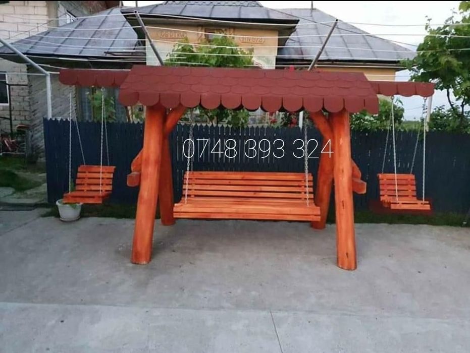 Balansoar leagan lemn rotund rustic mobilier Iasi • OLX.ro
