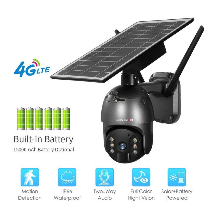 Camera de supraveghere 4G, HD, 3MP, Incarcare cu panou Solar, PIR, PTZ ...