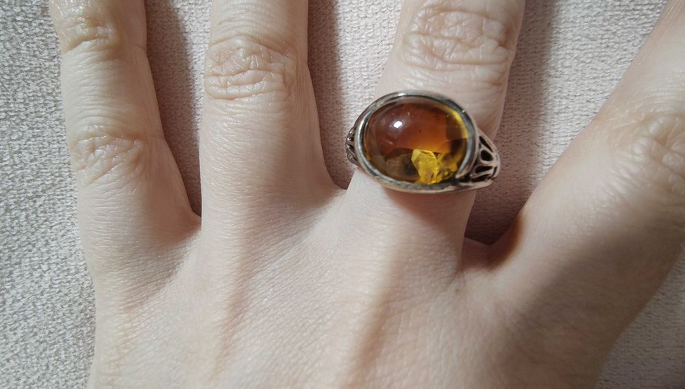 Inel antic cu citrin - din argint 925 - mărime între 53 și 54 Floresti ...