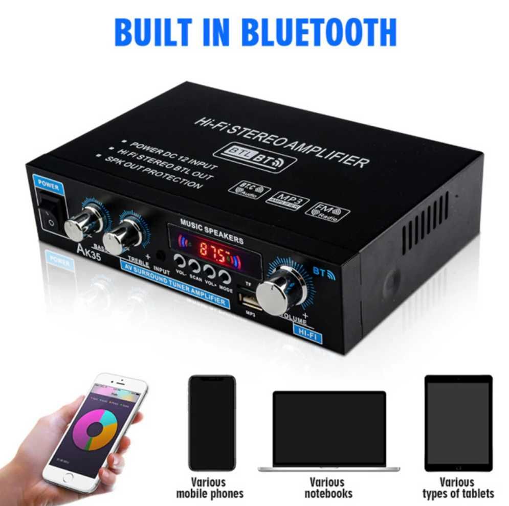 Усилитель звука цифровой домашний(Авто)AK35, 800Вт, 110-240В,Bluetooth ...