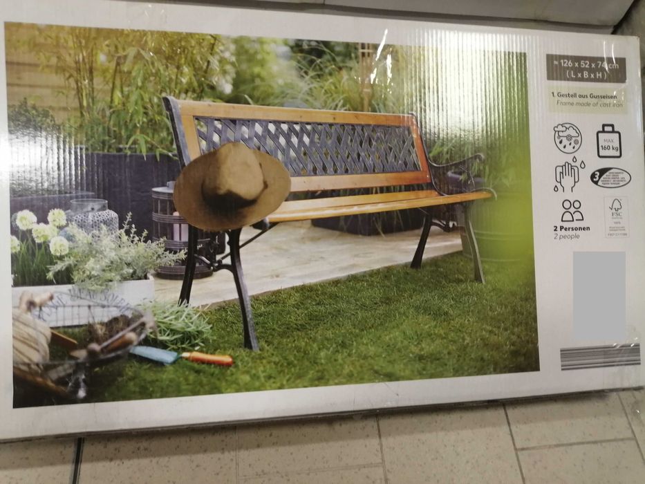 Banca din Lemn si PVC cu Cadru din Fier, 126*52*74 cm, NOUA 369 Lei ...