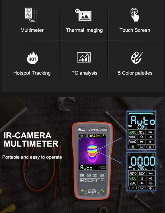 Camera cu termoviziune camera termica Mustool MT13S + multimetru ...