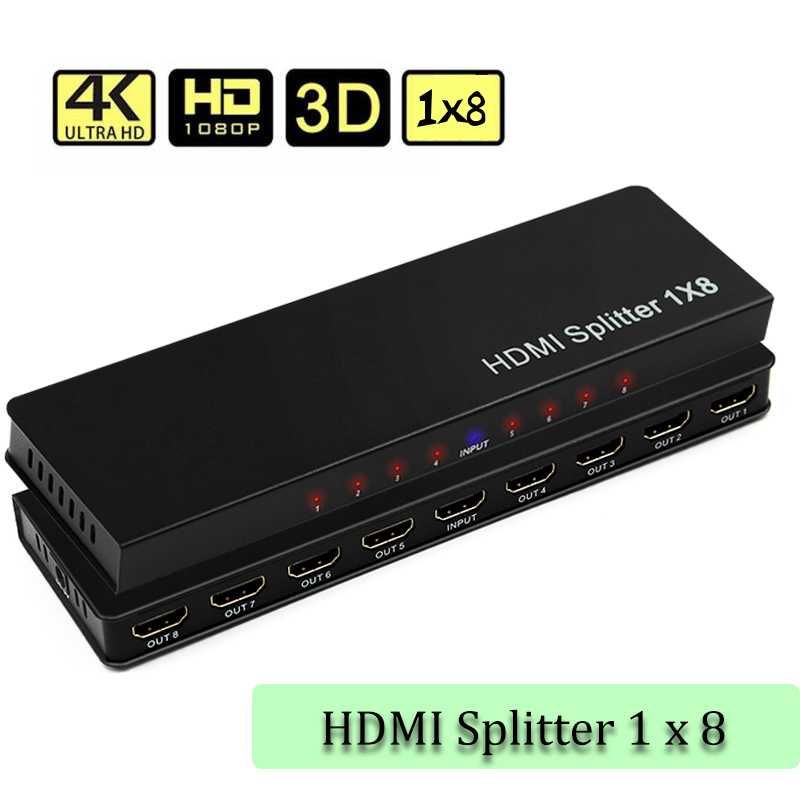Разветвитель HDMI Splitter 1X8 поддерживает 3D 4Kx 2K Full UHD 1080P ...