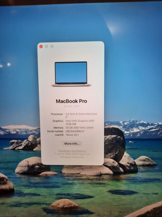 Macbook Pro 2019 16inch 16GB RAM procesor Intel i7 6 core 512GB SSD ...