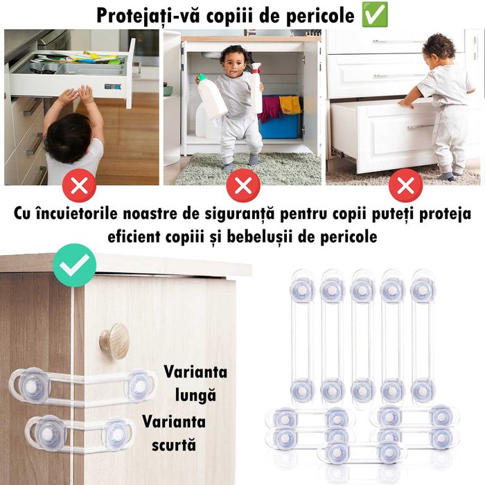 Set 10 Sigurante sertar copii pentru usi, cu adeziv 3M, dulap,frigider Bucuresti Sectorul 6 • OLX.ro