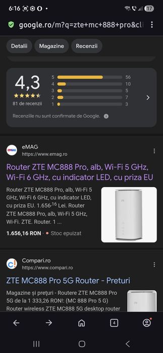 Router wireless cu SIM ZTE MC888 Pro 5G Wi-Fi 6 3600Mbps NFC Mesh Dosu ...