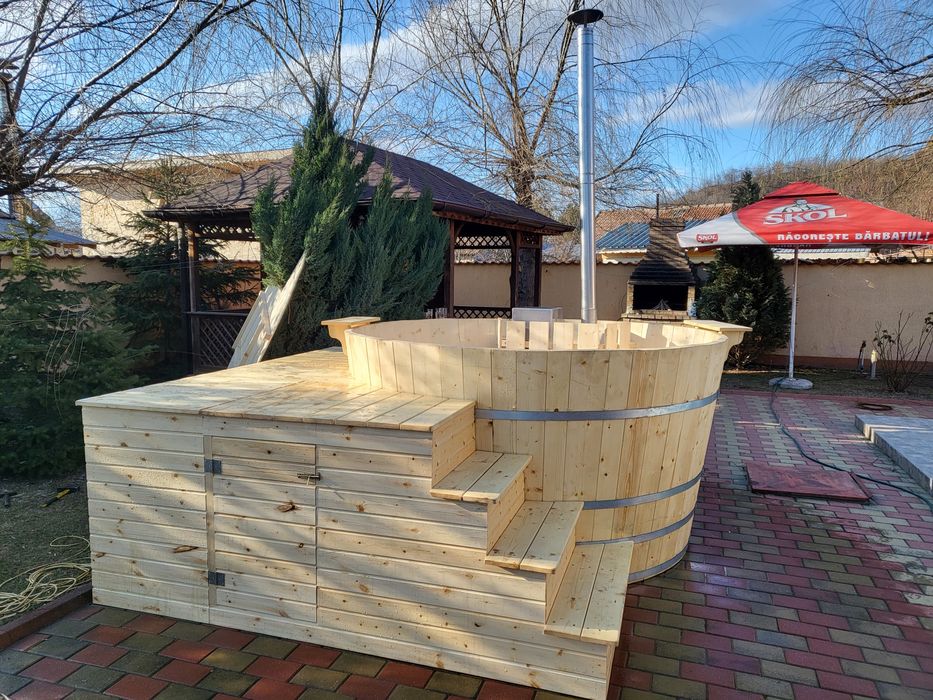 Ciubar lemn masiv, JACUZZI, SPA, POD, PODIUM, TREPTE. Campeni • OLX.ro